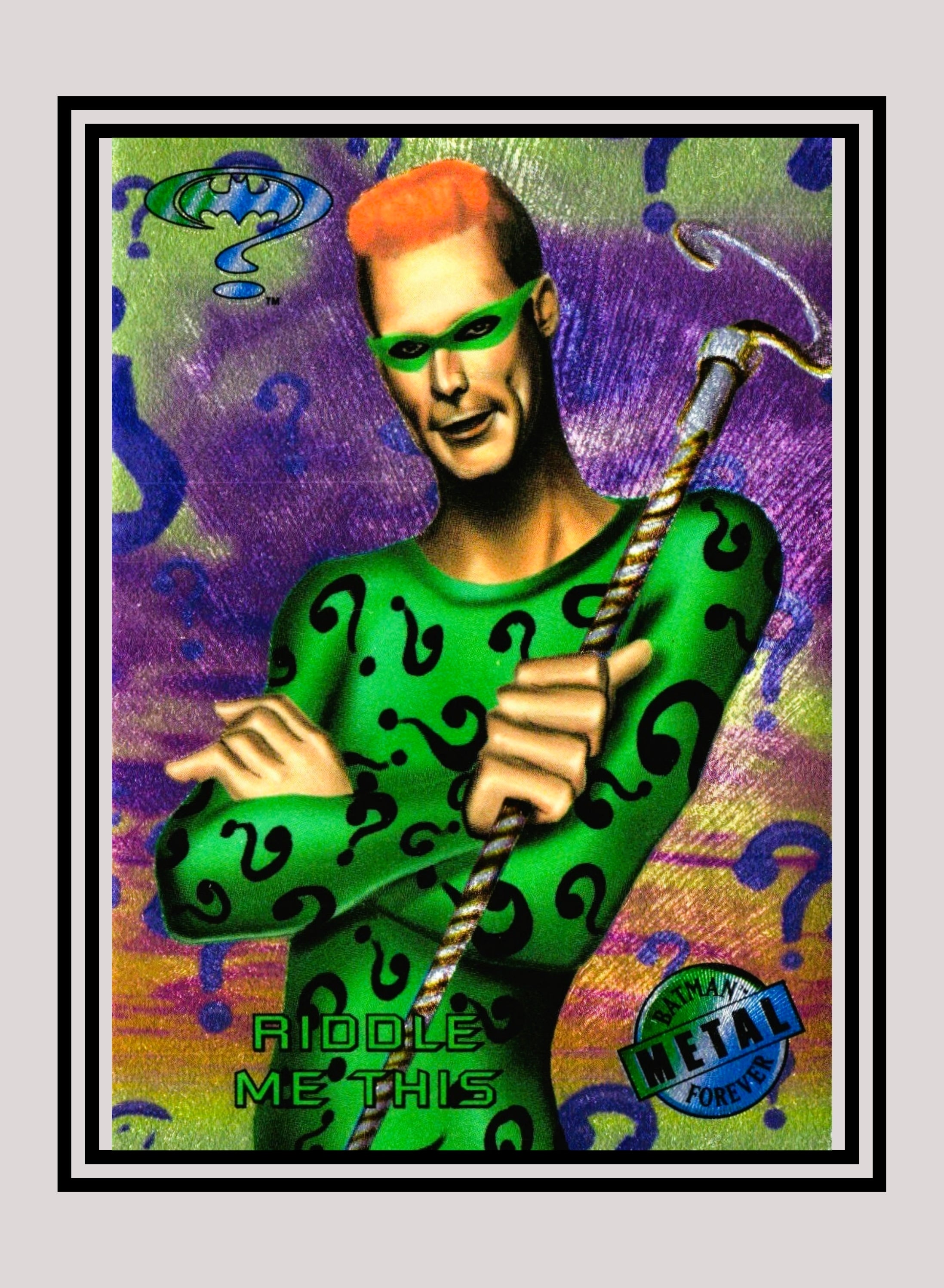 DC! 1x Riddle Me This - Base Metal (#014 - 1995 Fleer Batman Forever M ...