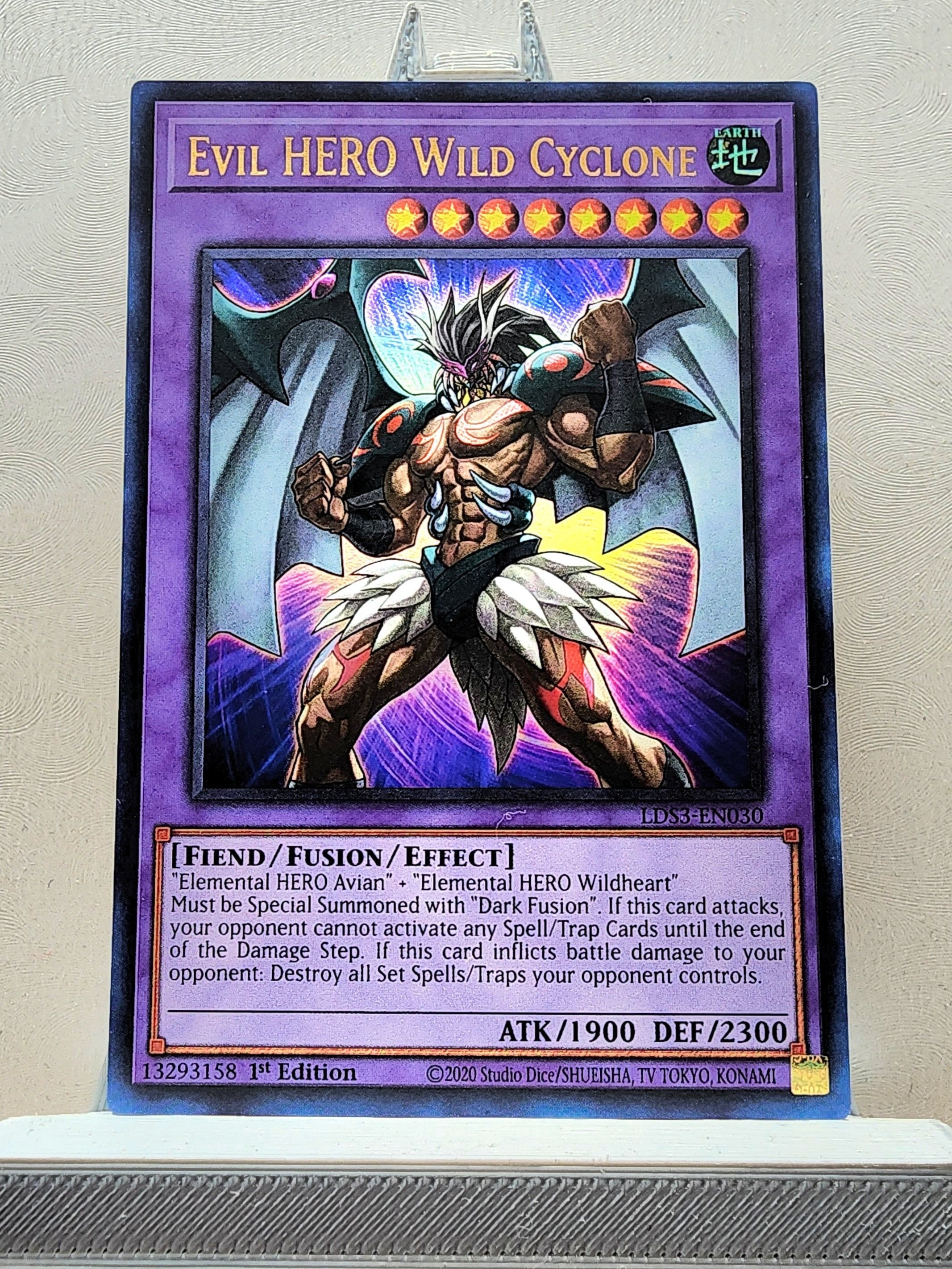 Yugioh! 1x Evil HERO Wild Cyclone (LDS3 - Ultra Rare) 1st Edition ...
